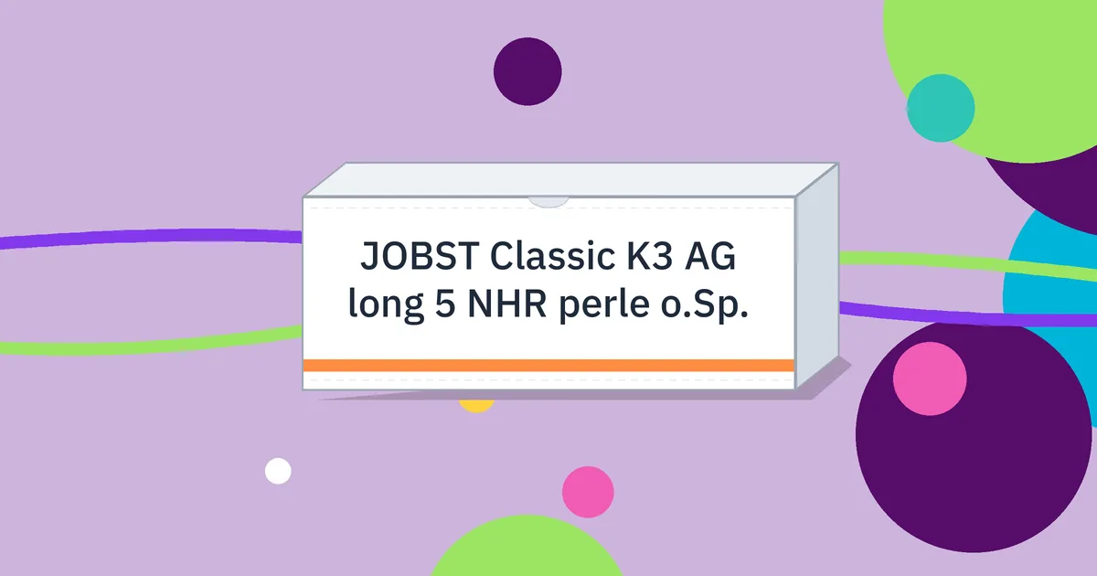 Symbolbild: Packung mit der Aufschrift JOBST Classic K3 AG long 5 NHR perle o.Sp. (PZN 13072076) – Verfügbarkeit und Bezug in Apotheken in Frankfurt am Main