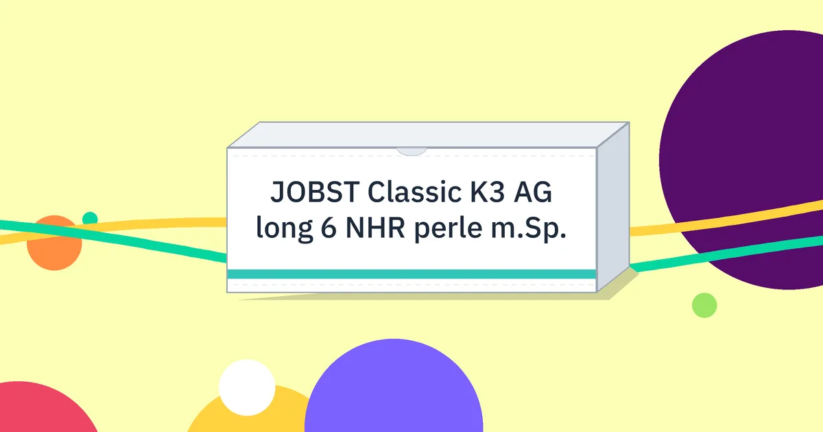 Symbolbild: Packung mit der Aufschrift JOBST Classic K3 AG long 6 NHR perle m.Sp. (PZN 13071645) – Verfügbarkeit und Bezug in Apotheken in Frankfurt am Main