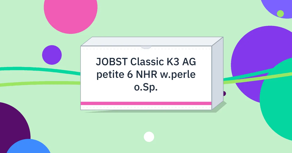 Symbolbild: Packung mit der Aufschrift JOBST Classic K3 AG petite 6 NHR w.perle o.Sp. (PZN 13073087) – Verfügbarkeit und Bezug in Apotheken in Frankfurt am Main