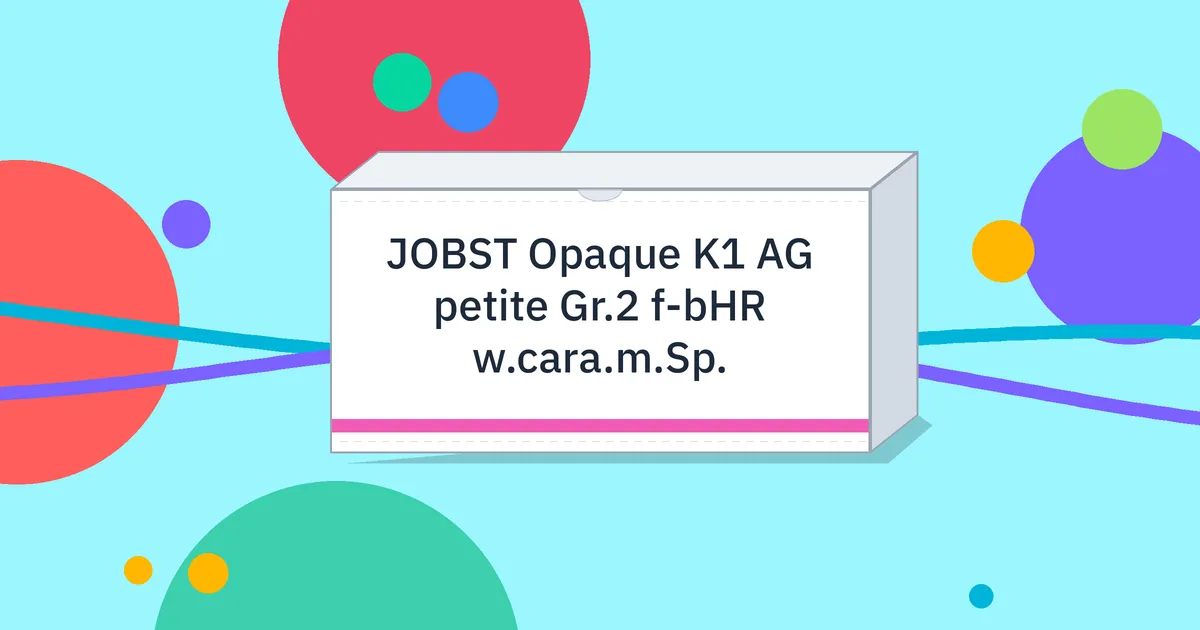 Symbolbild: Packung mit der Aufschrift JOBST Opaque K1 AG petite Gr.2 f-bHR w.cara.m.Sp. (PZN 13083855) – Verfügbarkeit und Bezug in Apotheken in Frankfurt am Main