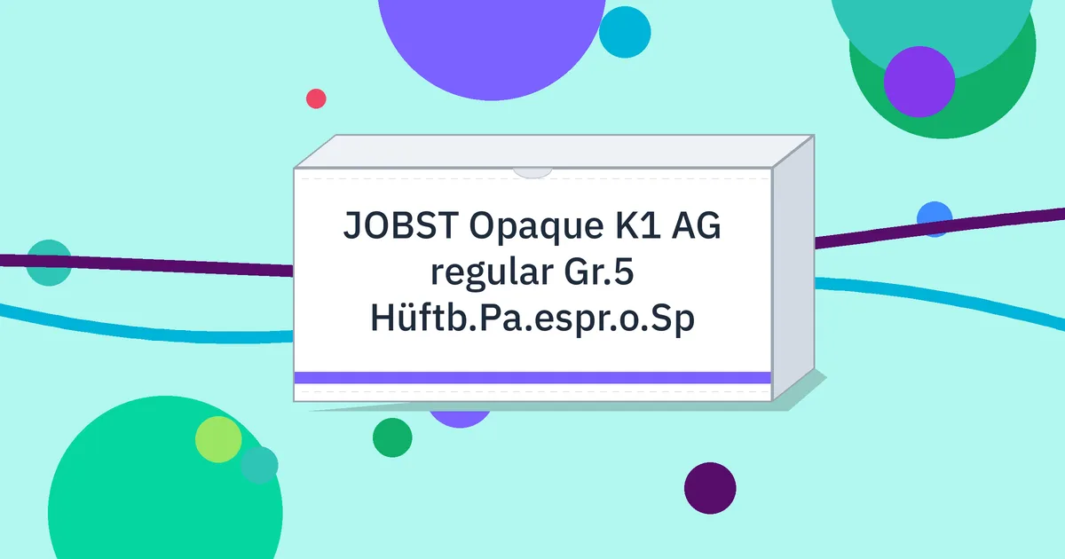 Symbolbild: Packung mit der Aufschrift JOBST Opaque K1 AG regular Gr.5 Hüftb.Pa.espr.o.Sp (PZN 16272806) – Verfügbarkeit und Bezug in Apotheken in Frankfurt am Main