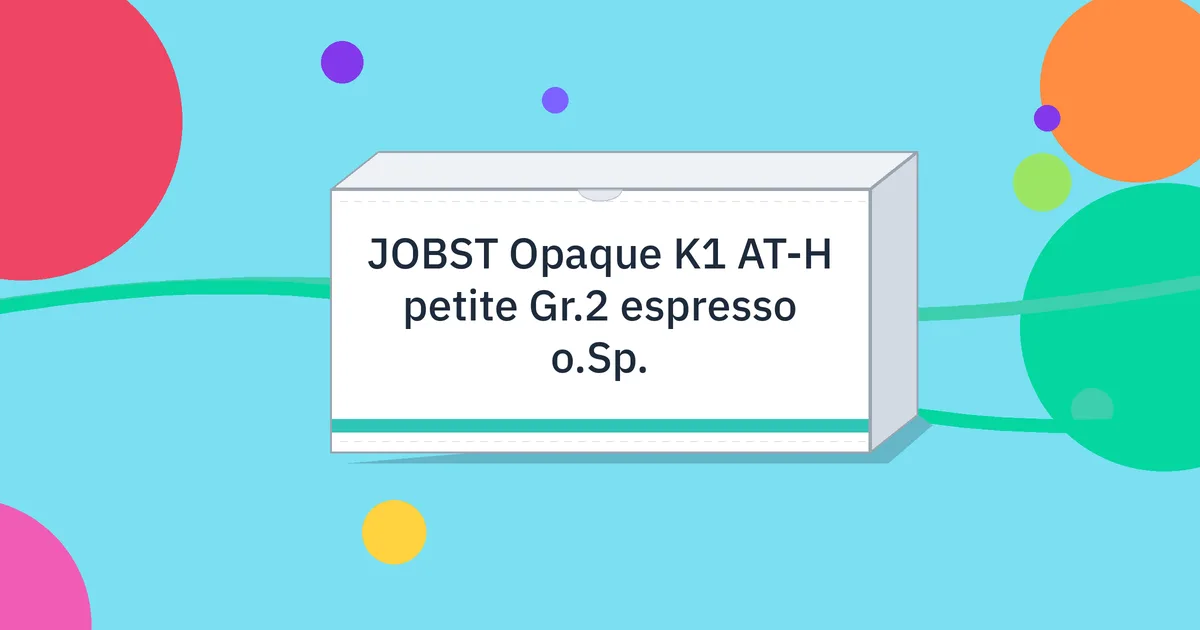 Symbolbild: Packung mit der Aufschrift JOBST Opaque K1 AT-H petite Gr.2 espresso o.Sp. (PZN 16277063) – Verfügbarkeit und Bezug in Apotheken in Frankfurt am Main