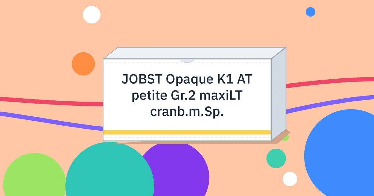 Symbolbild: Packung mit der Aufschrift JOBST Opaque K1 AT petite Gr.2 maxiLT cranb.m.Sp. (PZN 13102682) – Verfügbarkeit und Bezug in Apotheken in Frankfurt am Main