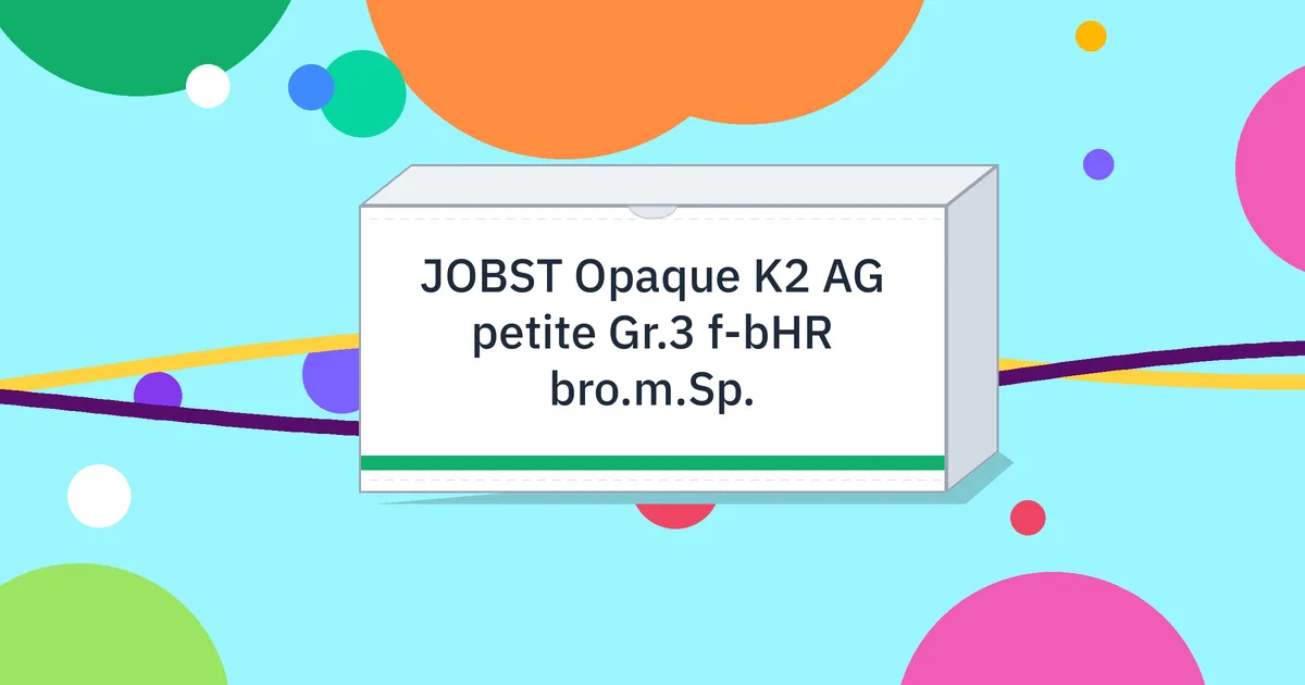 Symbolbild: Packung mit der Aufschrift JOBST Opaque K2 AG petite Gr.3 f-bHR bro.m.Sp. (PZN 13111913) – Verfügbarkeit und Bezug in Apotheken in Frankfurt am Main