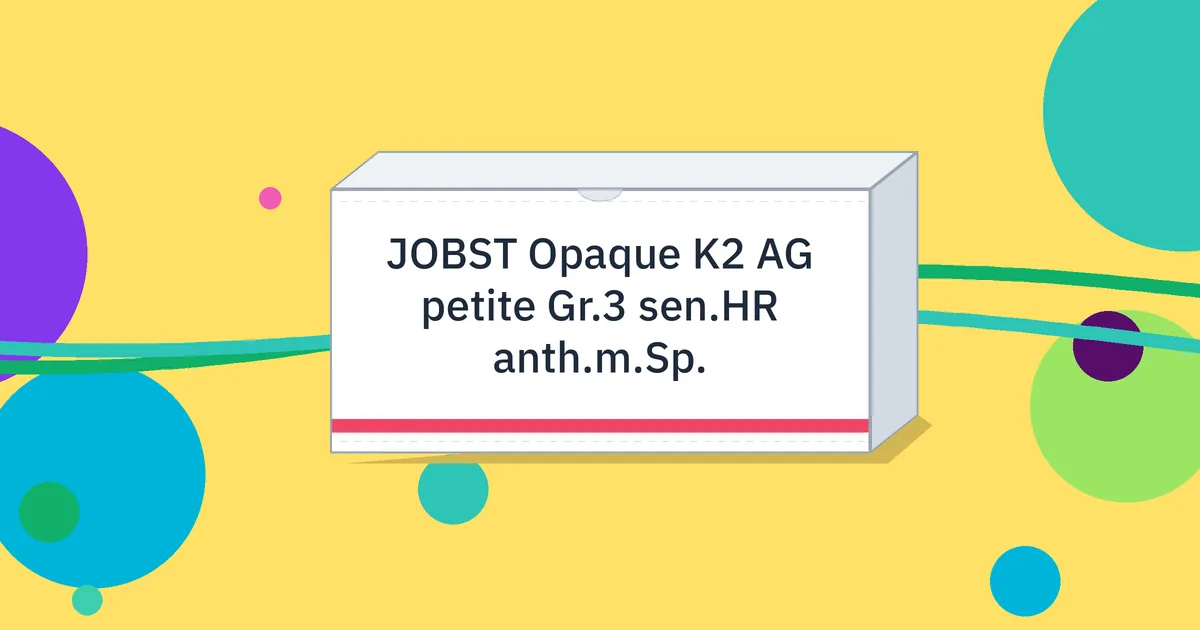 Symbolbild: Packung mit der Aufschrift JOBST Opaque K2 AG petite Gr.3 sen.HR anth.m.Sp. (PZN 16283307) – Verfügbarkeit und Bezug in Apotheken in Frankfurt am Main
