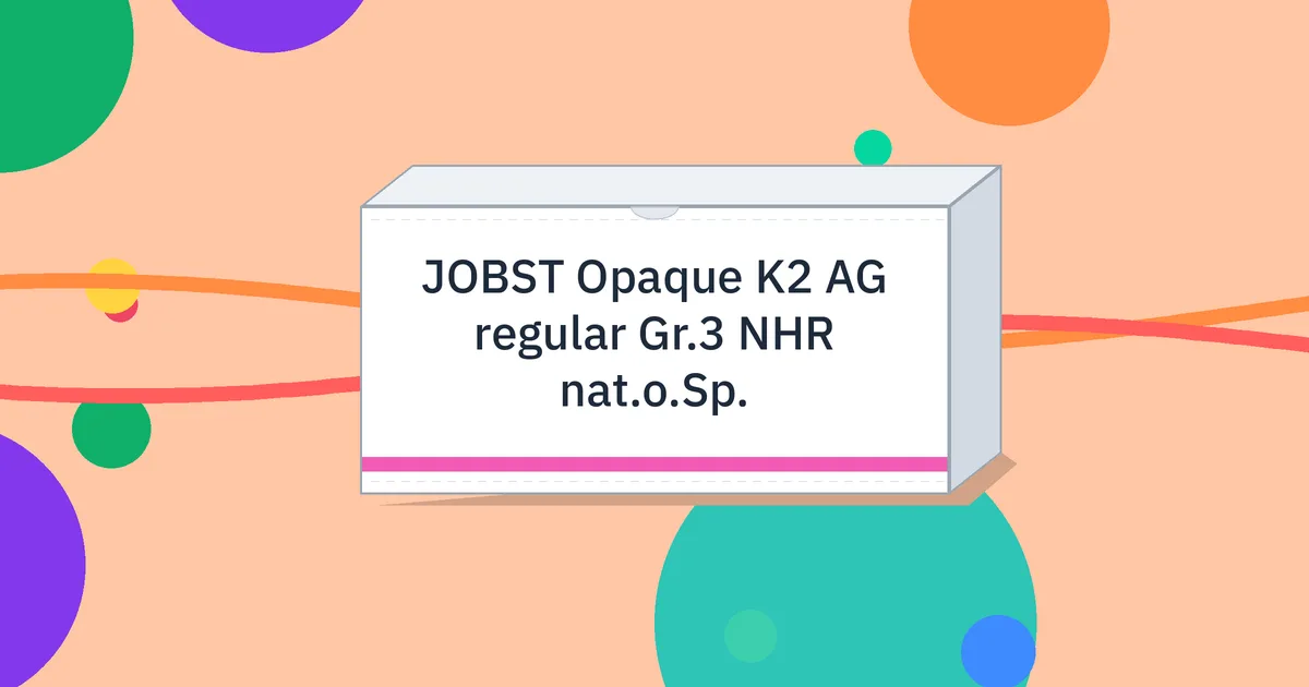 Symbolbild: Packung mit der Aufschrift JOBST Opaque K2 AG regular Gr.3 NHR nat.o.Sp. (PZN 10723337) – Verfügbarkeit und Bezug in Apotheken in Frankfurt am Main