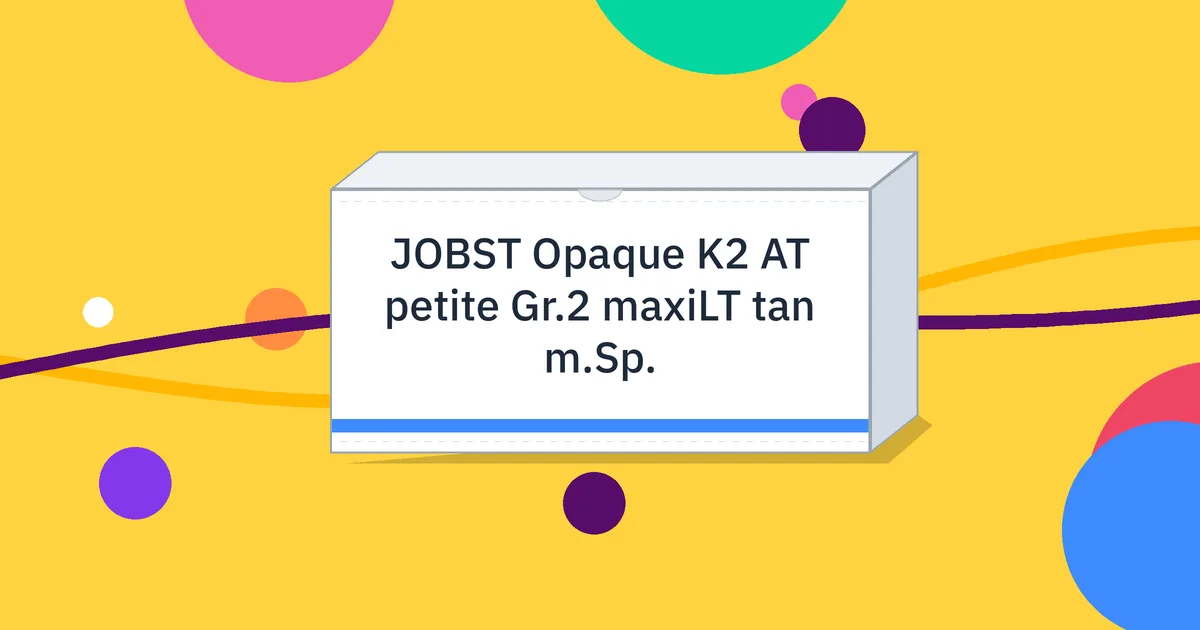 Symbolbild: Packung mit der Aufschrift JOBST Opaque K2 AT petite Gr.2 maxiLT tan m.Sp. (PZN 16291293) – Verfügbarkeit und Bezug in Apotheken in Frankfurt am Main