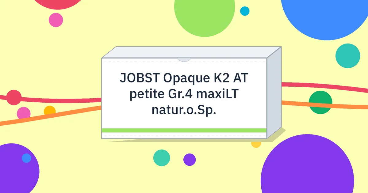 Symbolbild: Packung mit der Aufschrift JOBST Opaque K2 AT petite Gr.4 maxiLT natur.o.Sp. (PZN 13119234) – Verfügbarkeit und Bezug in Apotheken in Frankfurt am Main