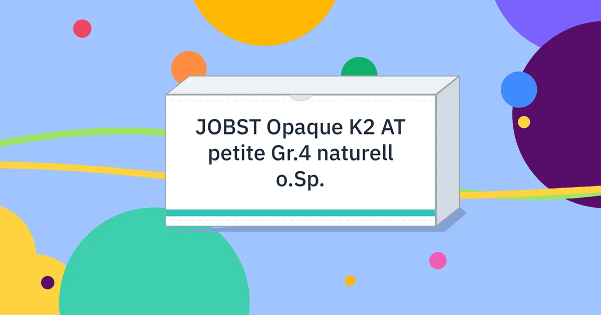 Symbolbild: Packung mit der Aufschrift JOBST Opaque K2 AT petite Gr.4 naturell o.Sp. (PZN 10724383) – Verfügbarkeit und Bezug in Apotheken in Frankfurt am Main