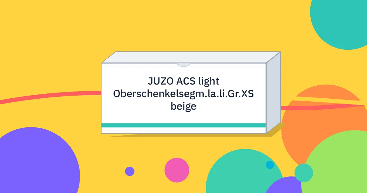 Symbolbild: Packung mit der Aufschrift JUZO ACS light Oberschenkelsegm.la.li.Gr.XS beige (PZN 13885804) – Verfügbarkeit und Bezug in Apotheken in Frankfurt am Main