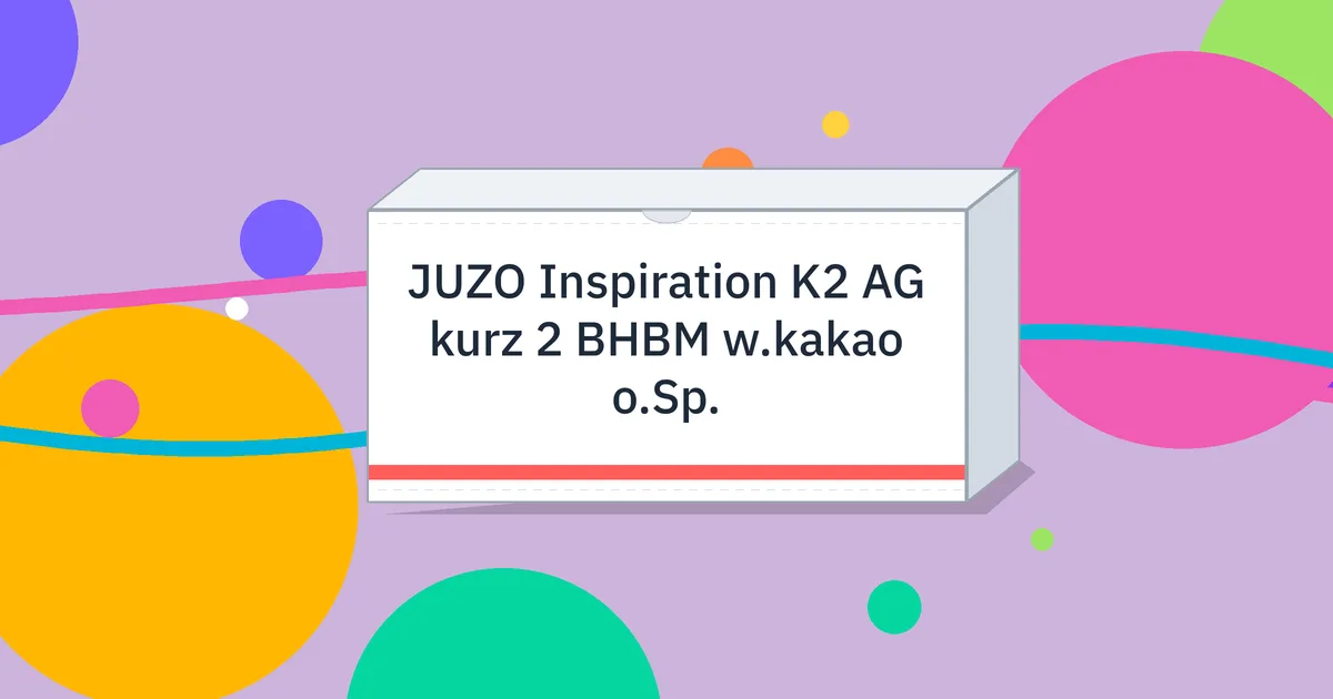 Symbolbild: Packung mit der Aufschrift JUZO Inspiration K2 AG kurz 2 BHBM w.kakao o.Sp. (PZN 14885580) – Verfügbarkeit und Bezug in Apotheken in Frankfurt am Main