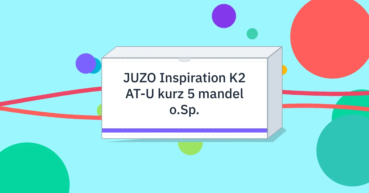 Symbolbild: Packung mit der Aufschrift JUZO Inspiration K2 AT-U kurz 5 mandel o.Sp. (PZN 14929389) – Verfügbarkeit und Bezug in Apotheken in Frankfurt am Main