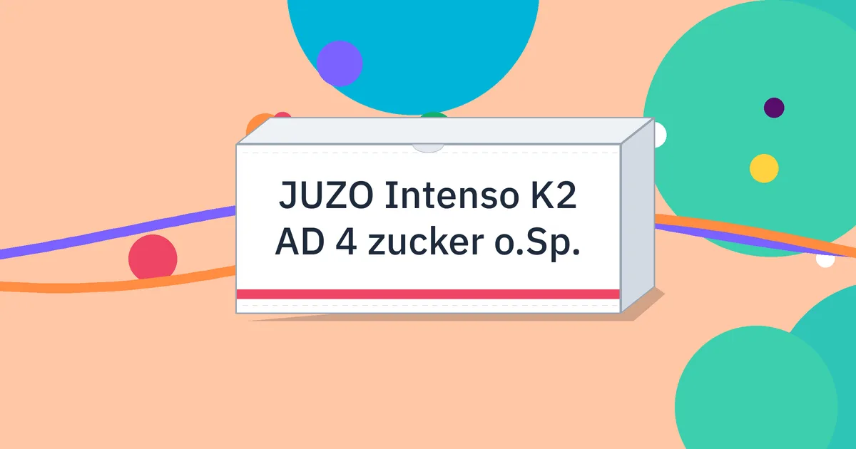 Symbolbild: Packung mit der Aufschrift JUZO Intenso K2 AD 4 zucker o.Sp. (PZN 18616664) – Verfügbarkeit und Bezug in Apotheken in Frankfurt am Main