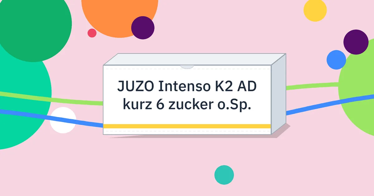 Symbolbild: Packung mit der Aufschrift JUZO Intenso K2 AD kurz 6 zucker o.Sp. (PZN 18617853) – Verfügbarkeit und Bezug in Apotheken in Frankfurt am Main