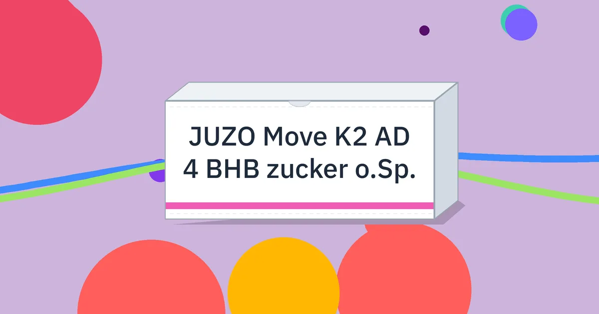 Symbolbild: Packung mit der Aufschrift JUZO Move K2 AD 4 BHB zucker o.Sp. (PZN 18508199) – Verfügbarkeit und Bezug in Apotheken in Frankfurt am Main