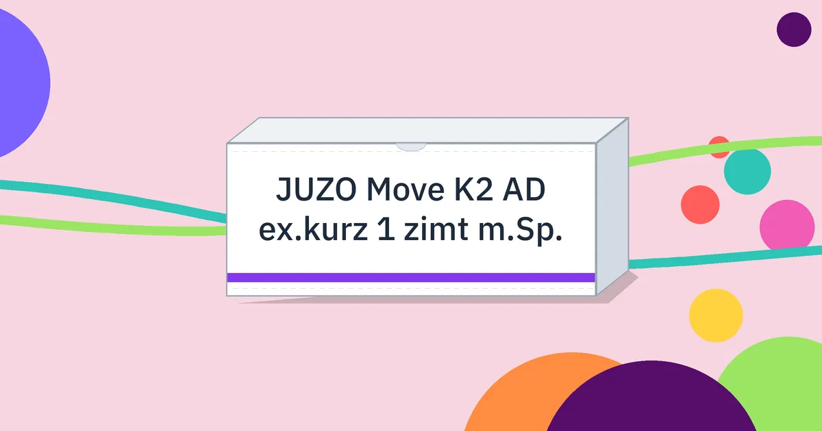 Symbolbild: Packung mit der Aufschrift JUZO Move K2 AD ex.kurz 1 zimt m.Sp. (PZN 18509796) – Verfügbarkeit und Bezug in Apotheken in Frankfurt am Main