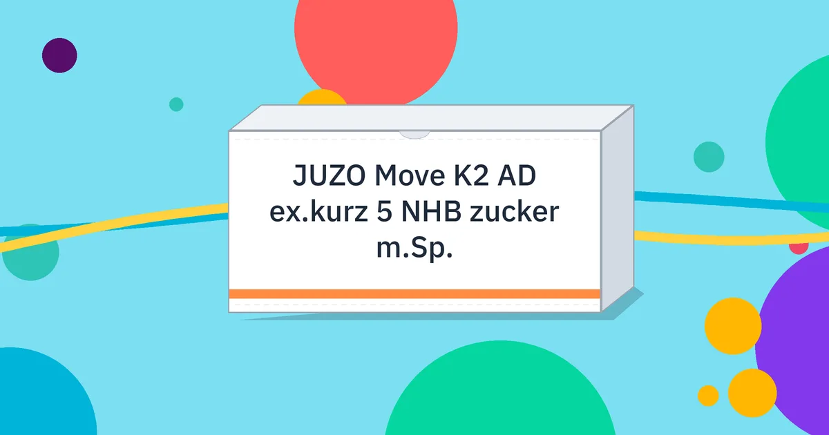 Symbolbild: Packung mit der Aufschrift JUZO Move K2 AD ex.kurz 5 NHB zucker m.Sp. (PZN 18510026) – Verfügbarkeit und Bezug in Apotheken in Frankfurt am Main