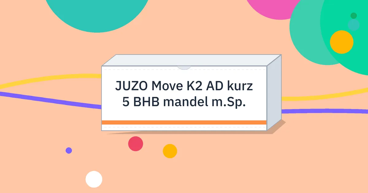 Symbolbild: Packung mit der Aufschrift JUZO Move K2 AD kurz 5 BHB mandel m.Sp. (PZN 16340531) – Verfügbarkeit und Bezug in Apotheken in Frankfurt am Main