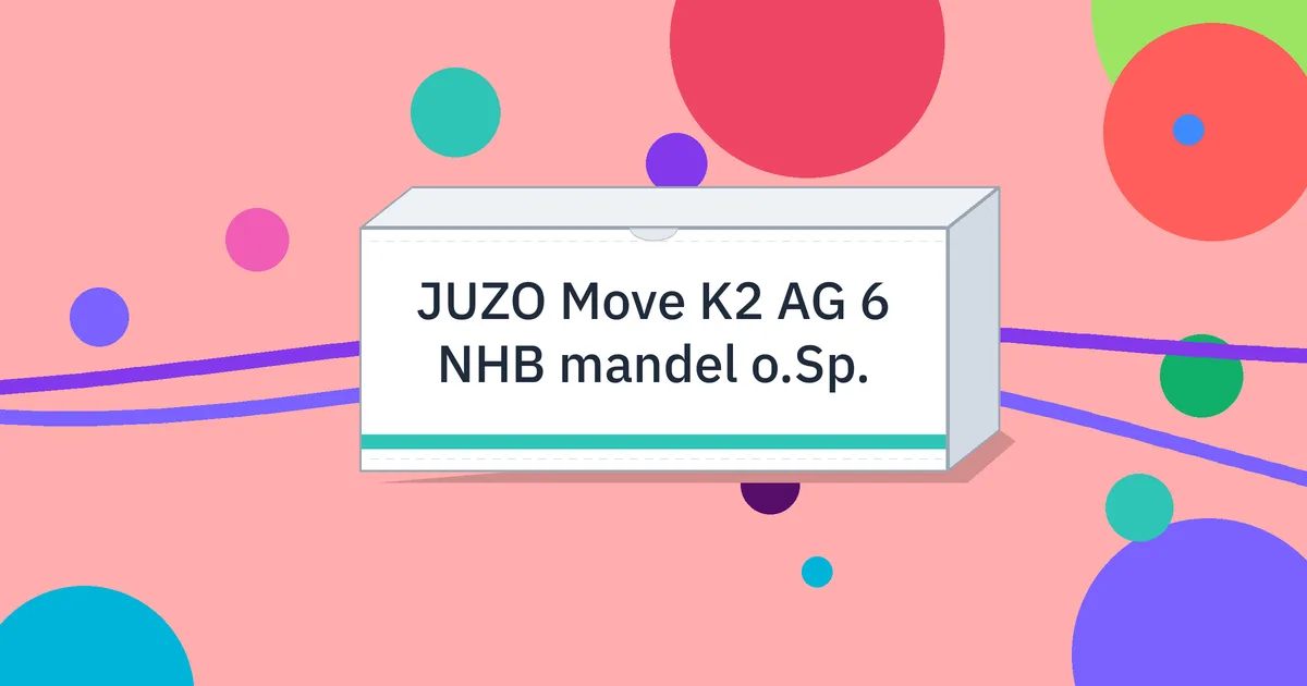 Symbolbild: Packung mit der Aufschrift JUZO Move K2 AG 6 NHB mandel o.Sp. (PZN 16638874) – Verfügbarkeit und Bezug in Apotheken in Frankfurt am Main