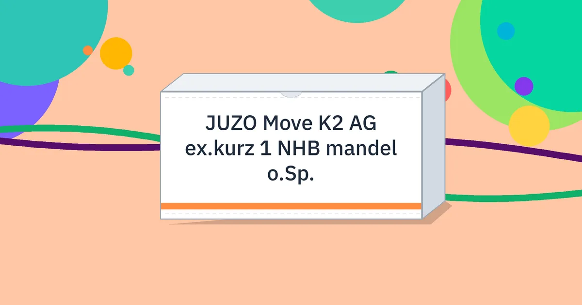 Symbolbild: Packung mit der Aufschrift JUZO Move K2 AG ex.kurz 1 NHB mandel o.Sp. (PZN 16639081) – Verfügbarkeit und Bezug in Apotheken in Frankfurt am Main