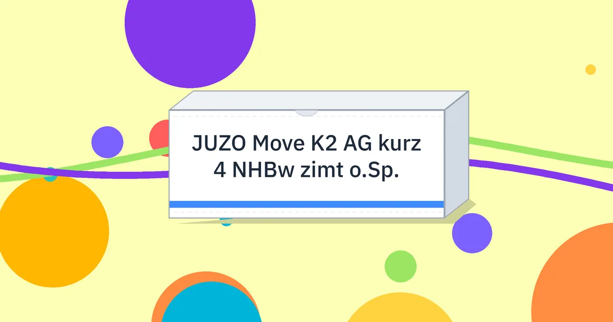 Symbolbild: Packung mit der Aufschrift JUZO Move K2 AG kurz 4 NHBw zimt o.Sp. (PZN 18529037) – Verfügbarkeit und Bezug in Apotheken in Frankfurt am Main