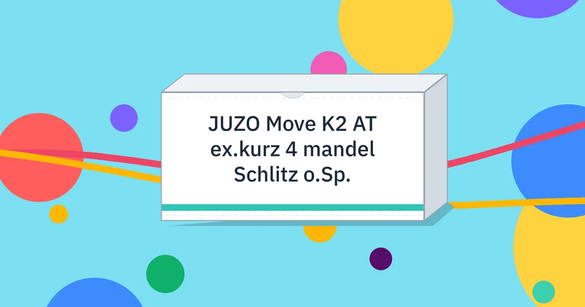 Symbolbild: Packung mit der Aufschrift JUZO Move K2 AT ex.kurz 4 mandel Schlitz o.Sp. (PZN 20673474) – Verfügbarkeit und Bezug in Apotheken in Frankfurt am Main