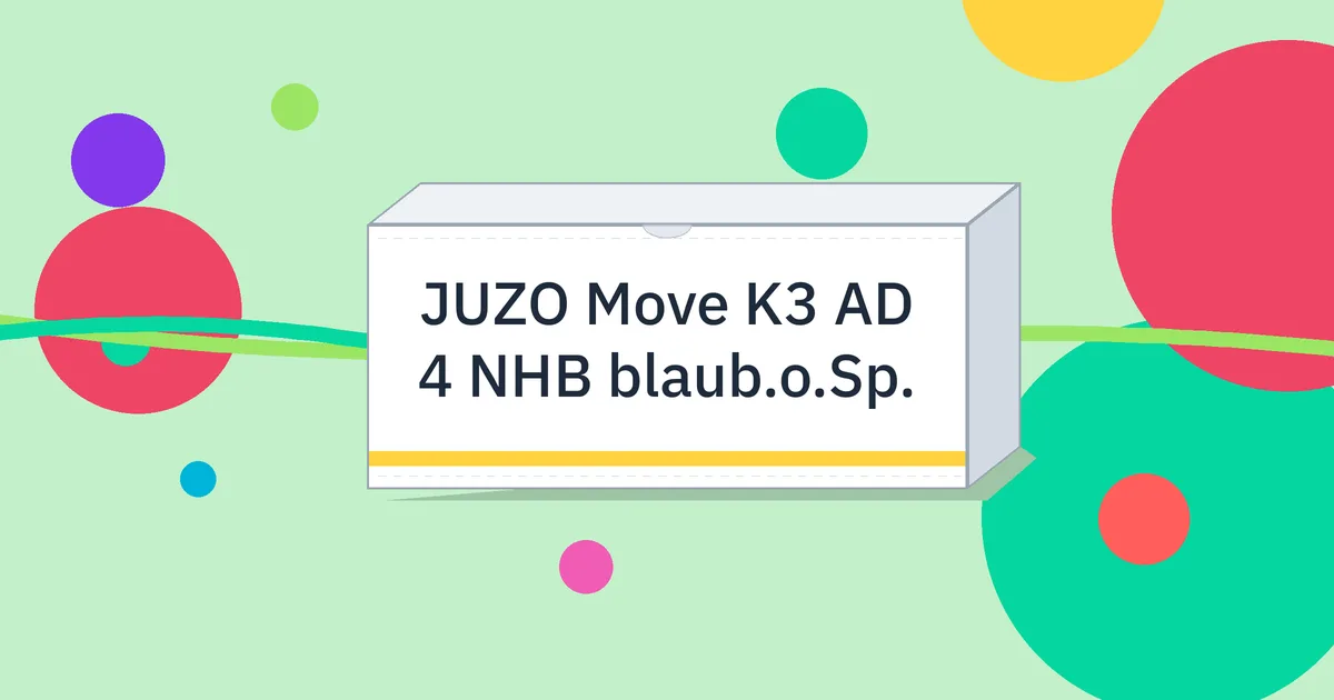 Symbolbild: Packung mit der Aufschrift JUZO Move K3 AD 4 NHB blaub.o.Sp. (PZN 18571364) – Verfügbarkeit und Bezug in Apotheken in Frankfurt am Main