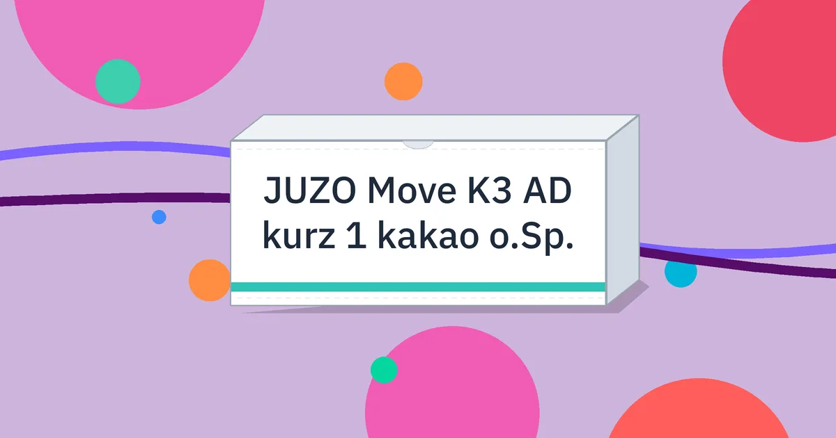 Symbolbild: Packung mit der Aufschrift JUZO Move K3 AD kurz 1 kakao o.Sp. (PZN 18572576) – Verfügbarkeit und Bezug in Apotheken in Frankfurt am Main
