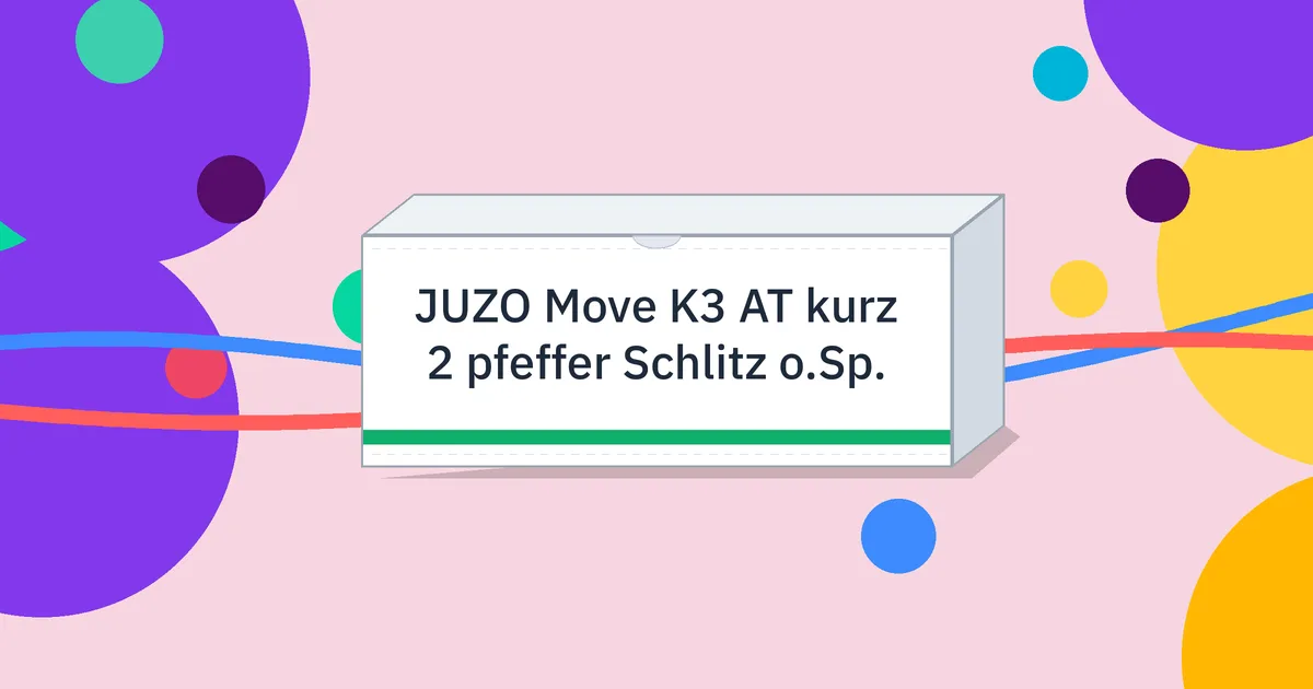 Symbolbild: Packung mit der Aufschrift JUZO Move K3 AT kurz 2 pfeffer Schlitz o.Sp. (PZN 20685537) – Verfügbarkeit und Bezug in Apotheken in Frankfurt am Main