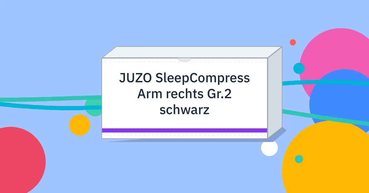 Symbolbild: Packung mit der Aufschrift JUZO SleepCompress Arm rechts Gr.2 schwarz (PZN 18298879) – Verfügbarkeit und Bezug in Apotheken in Frankfurt am Main
