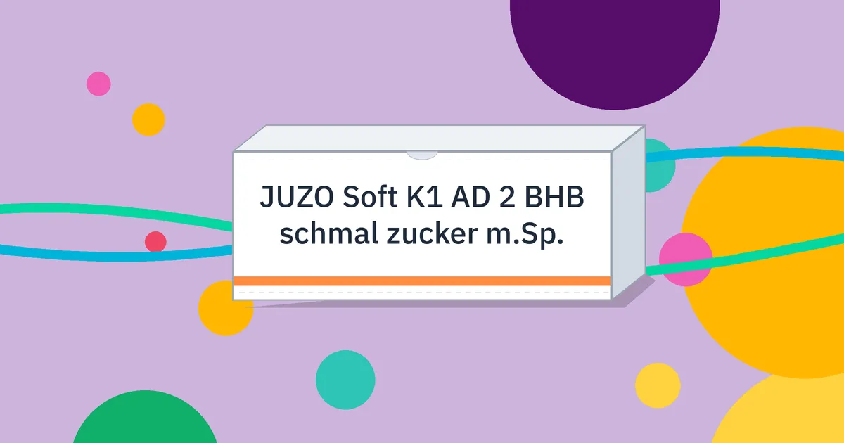 Symbolbild: Packung mit der Aufschrift JUZO Soft K1 AD 2 BHB schmal zucker m.Sp. (PZN 15460753) – Verfügbarkeit und Bezug in Apotheken in Frankfurt am Main