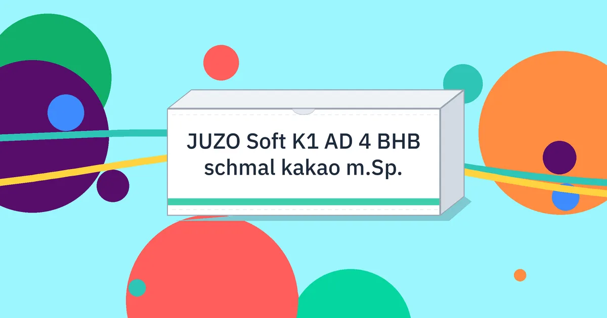 Symbolbild: Packung mit der Aufschrift JUZO Soft K1 AD 4 BHB schmal kakao m.Sp. (PZN 15461362) – Verfügbarkeit und Bezug in Apotheken in Frankfurt am Main