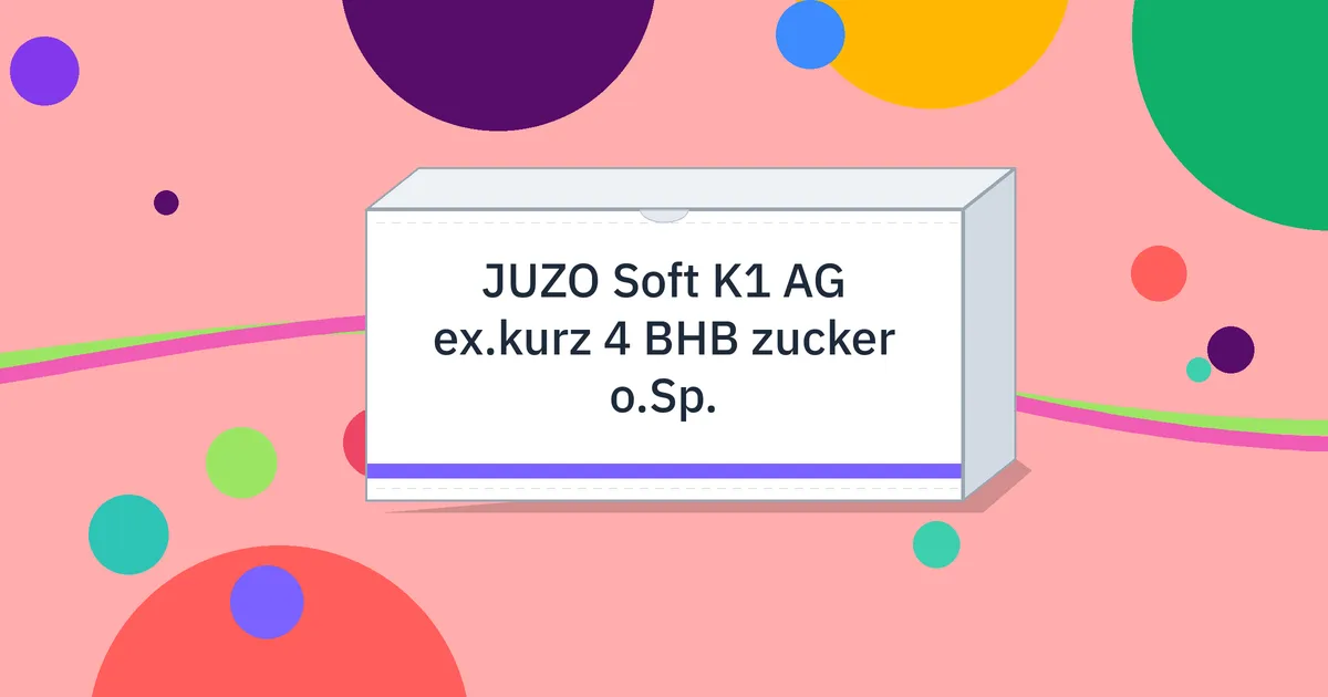 Symbolbild: Packung mit der Aufschrift JUZO Soft K1 AG ex.kurz 4 BHB zucker o.Sp. (PZN 14823917) – Verfügbarkeit und Bezug in Apotheken in Frankfurt am Main