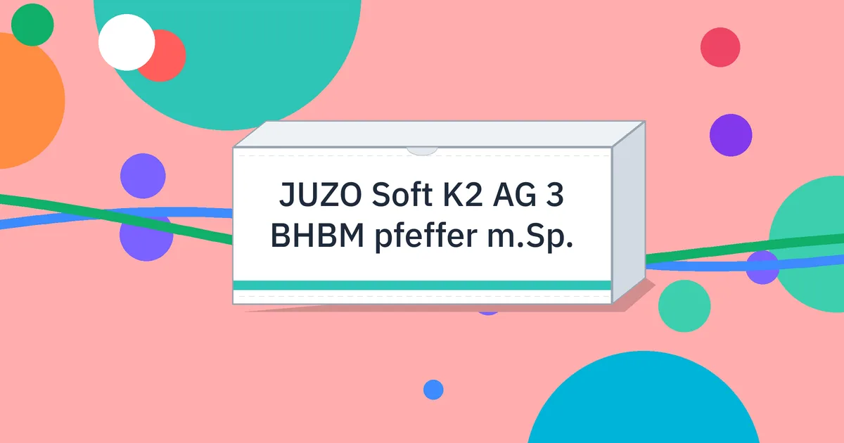 Symbolbild: Packung mit der Aufschrift JUZO Soft K2 AG 3 BHBM pfeffer m.Sp. (PZN 14858761) – Verfügbarkeit und Bezug in Apotheken in Frankfurt am Main