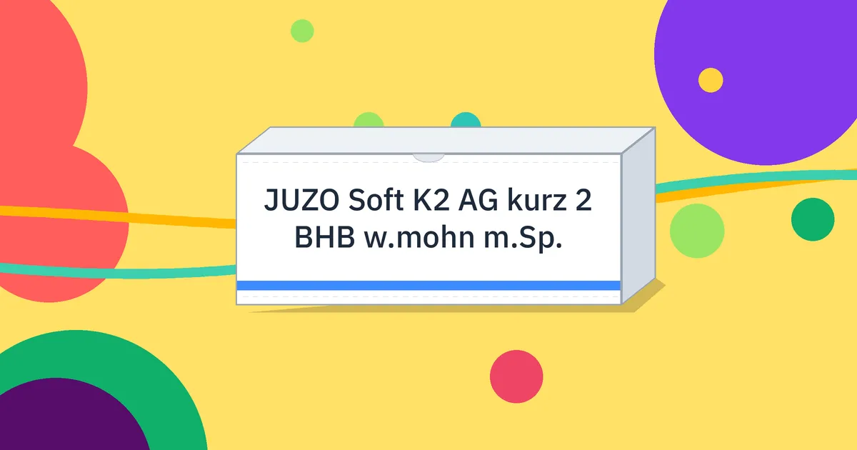Symbolbild: Packung mit der Aufschrift JUZO Soft K2 AG kurz 2 BHB w.mohn m.Sp. (PZN 14842292) – Verfügbarkeit und Bezug in Apotheken in Frankfurt am Main