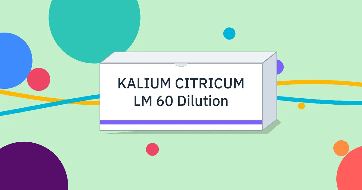 Symbolbild: Packung mit der Aufschrift KALIUM CITRICUM LM 60 Dilution (PZN 12920390) – Verfügbarkeit und Bezug in Apotheken in Frankfurt am Main