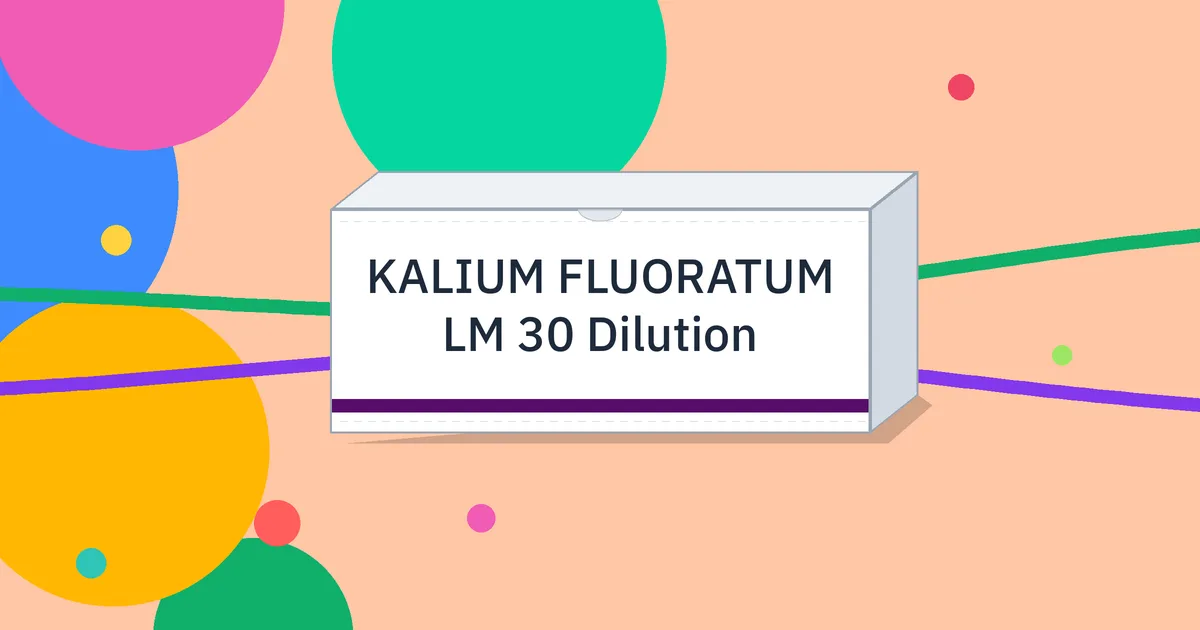Symbolbild: Packung mit der Aufschrift KALIUM FLUORATUM LM 30 Dilution (PZN 12921722) – Verfügbarkeit und Bezug in Apotheken in Frankfurt am Main