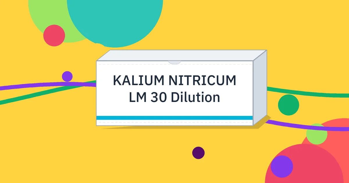 Symbolbild: Packung mit der Aufschrift KALIUM NITRICUM LM 30 Dilution (PZN 09430825) – Verfügbarkeit und Bezug in Apotheken in Frankfurt am Main