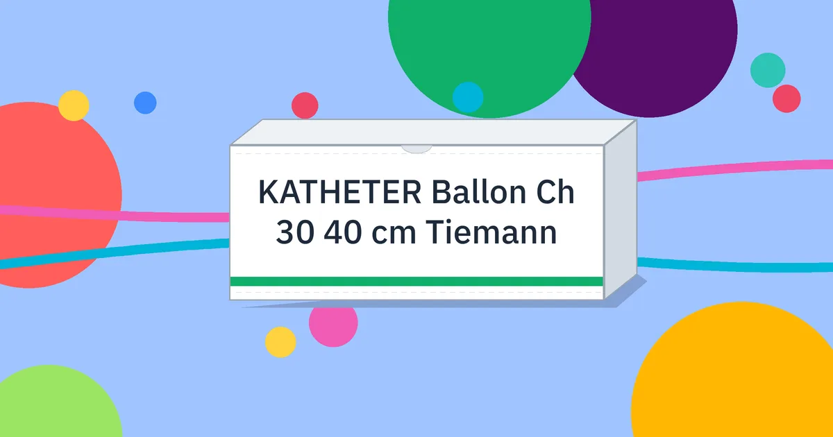 Symbolbild: Packung mit der Aufschrift KATHETER Ballon Ch 30 40 cm Tiemann (PZN 01966064) – Verfügbarkeit und Bezug in Apotheken in Frankfurt am Main