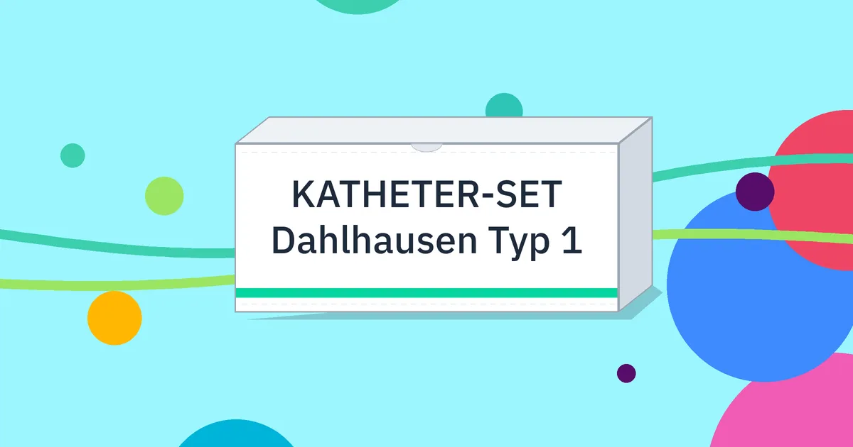 Symbolbild: Packung mit der Aufschrift KATHETER-SET Dahlhausen Typ 1 (PZN 07485495) – Verfügbarkeit und Bezug in Apotheken in Frankfurt am Main