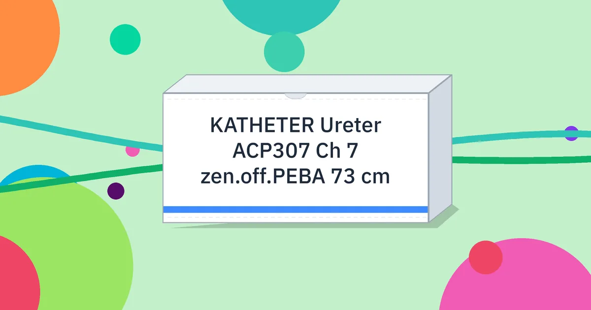 Symbolbild: Packung mit der Aufschrift KATHETER Ureter ACP307 Ch 7 zen.off.PEBA 73 cm (PZN 00205021) – Verfügbarkeit und Bezug in Apotheken in Frankfurt am Main