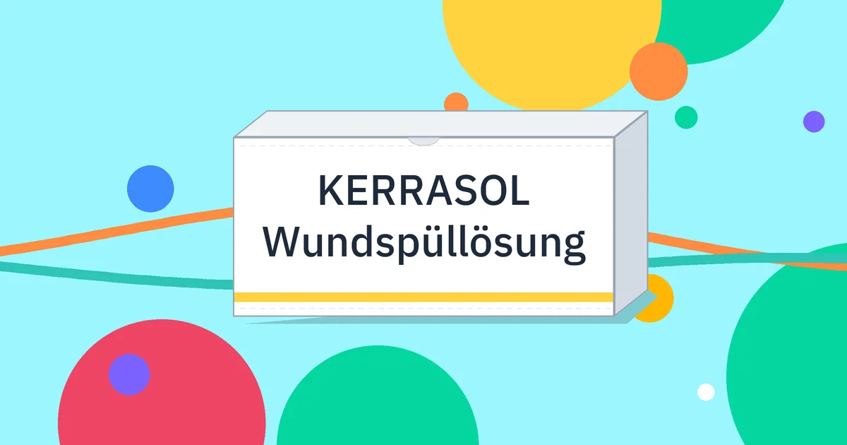 Symbolbild: Packung mit der Aufschrift KERRASOL Wundspüllösung (PZN 17515837) – Verfügbarkeit und Bezug in Apotheken in Frankfurt am Main