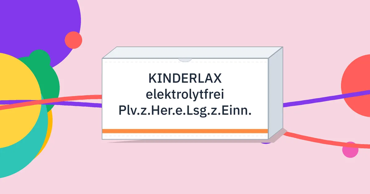 Symbolbild: Packung mit der Aufschrift KINDERLAX elektrolytfrei Plv.z.Her.e.Lsg.z.Einn. (PZN 11952181) – Verfügbarkeit und Bezug in Apotheken in Frankfurt am Main