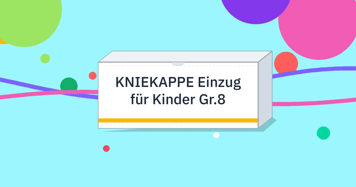 Symbolbild: Packung mit der Aufschrift KNIEKAPPE Einzug für Kinder Gr.8 (PZN 01738682) – Verfügbarkeit und Bezug in Apotheken in Frankfurt am Main