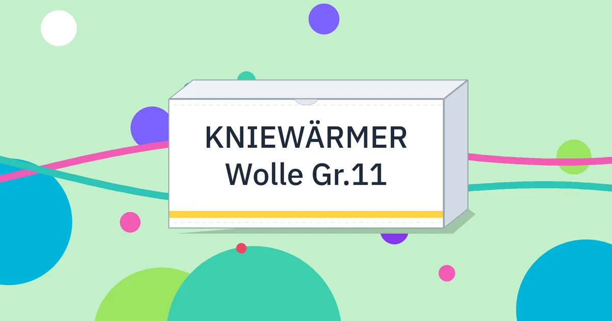 Symbolbild: Packung mit der Aufschrift KNIEWÄRMER Wolle Gr.11 (PZN 02010161) – Verfügbarkeit und Bezug in Apotheken in Frankfurt am Main