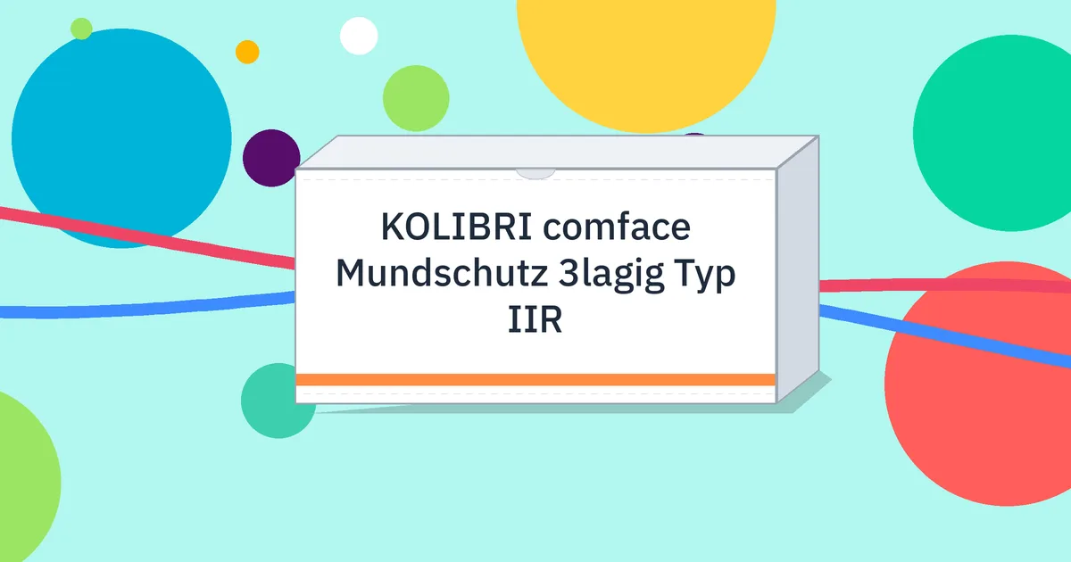 Symbolbild: Packung mit der Aufschrift KOLIBRI comface Mundschutz 3lagig Typ IIR (PZN 17247851) – Verfügbarkeit und Bezug in Apotheken in Frankfurt am Main