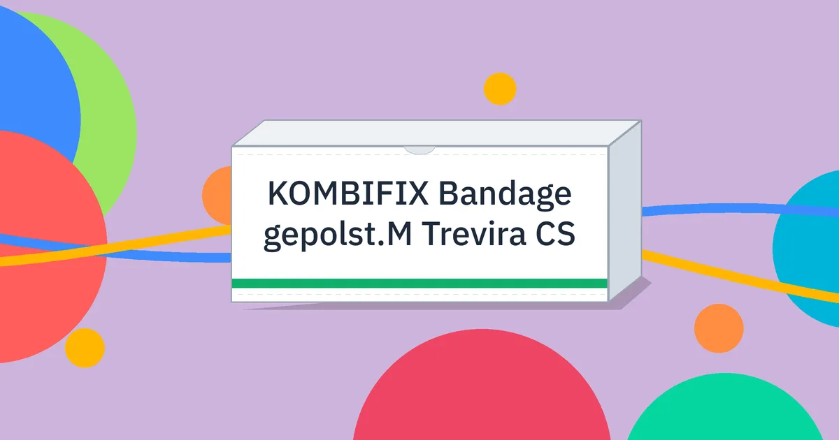 Symbolbild: Packung mit der Aufschrift KOMBIFIX Bandage gepolst.M Trevira CS (PZN 04956497) – Verfügbarkeit und Bezug in Apotheken in Frankfurt am Main