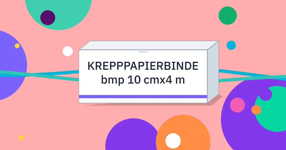 Symbolbild: Packung mit der Aufschrift KREPPPAPIERBINDE bmp 10 cmx4 m (PZN 03944664) – Verfügbarkeit und Bezug in Apotheken in Frankfurt am Main