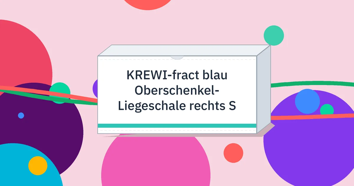 Symbolbild: Packung mit der Aufschrift KREWI-fract blau Oberschenkel-Liegeschale rechts S (PZN 17299925) – Verfügbarkeit und Bezug in Apotheken in Frankfurt am Main