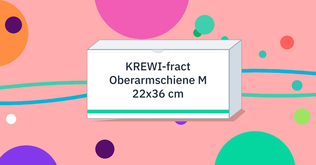 Symbolbild: Packung mit der Aufschrift KREWI-fract Oberarmschiene M 22x36 cm (PZN 17300775) – Verfügbarkeit und Bezug in Apotheken in Frankfurt am Main